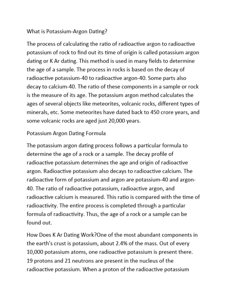 Potassium Argon Dating Method | PDF | Radioactive Decay | Atoms