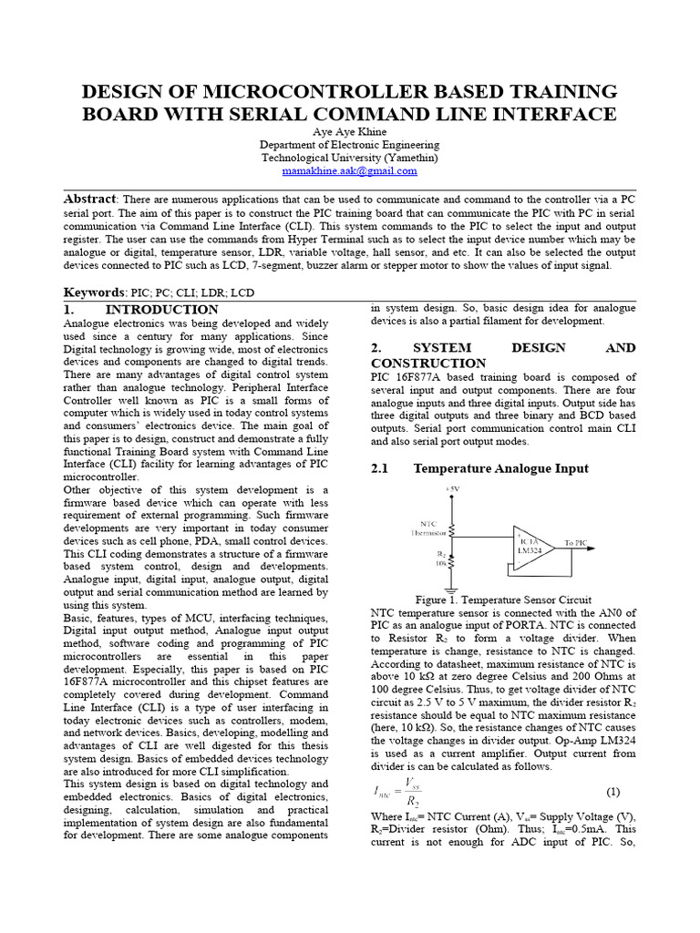 Design of Micontroller Based Training Board With Serial Command Line Interface | PDF ...