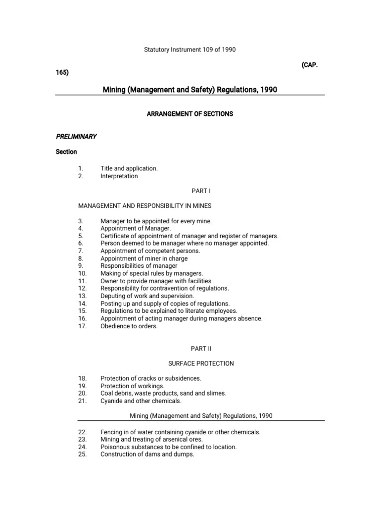 Mining (Management and Safety) Regulations 1990 | PDF