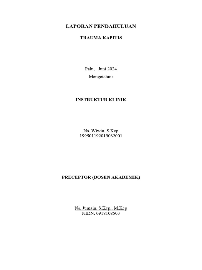 Laporan Pendahuluan Trauma Capitis | PDF | Sains & Matematika