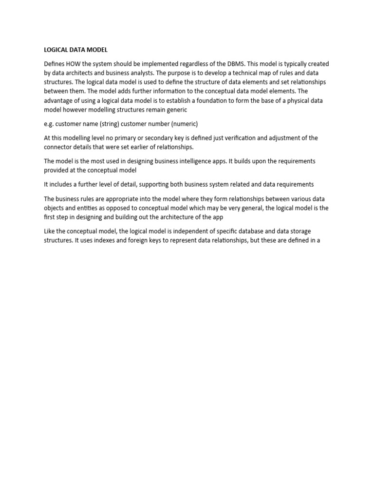 LOGICAL DATA MODEL | PDF