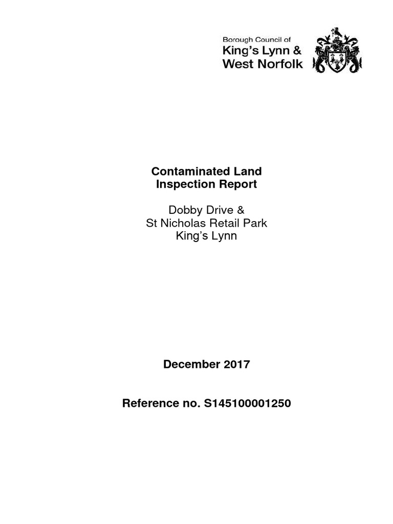 Contaminated Land Inspection Report Dobby Drive | PDF | Risk | Water