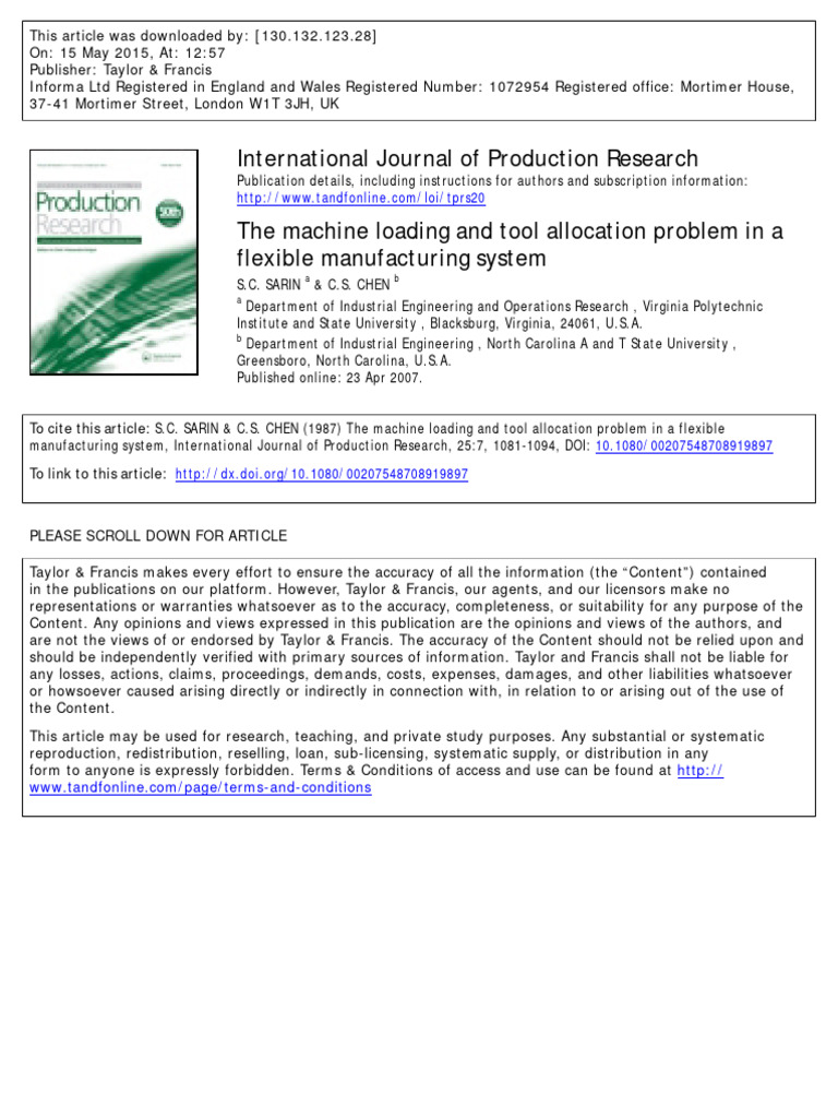 1987 - Sarin - The Machine Loading and Tool Allocation Problem in A ...
