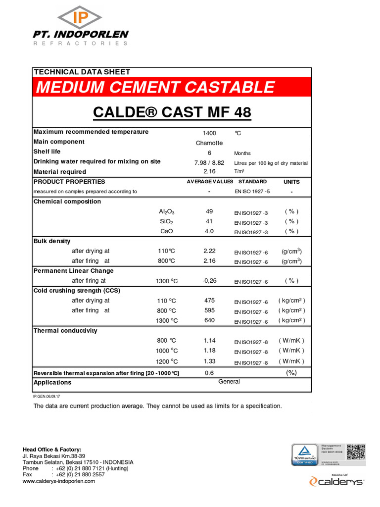 TDS Calde Cast MF 48 | PDF | Building Materials | Applied And ...