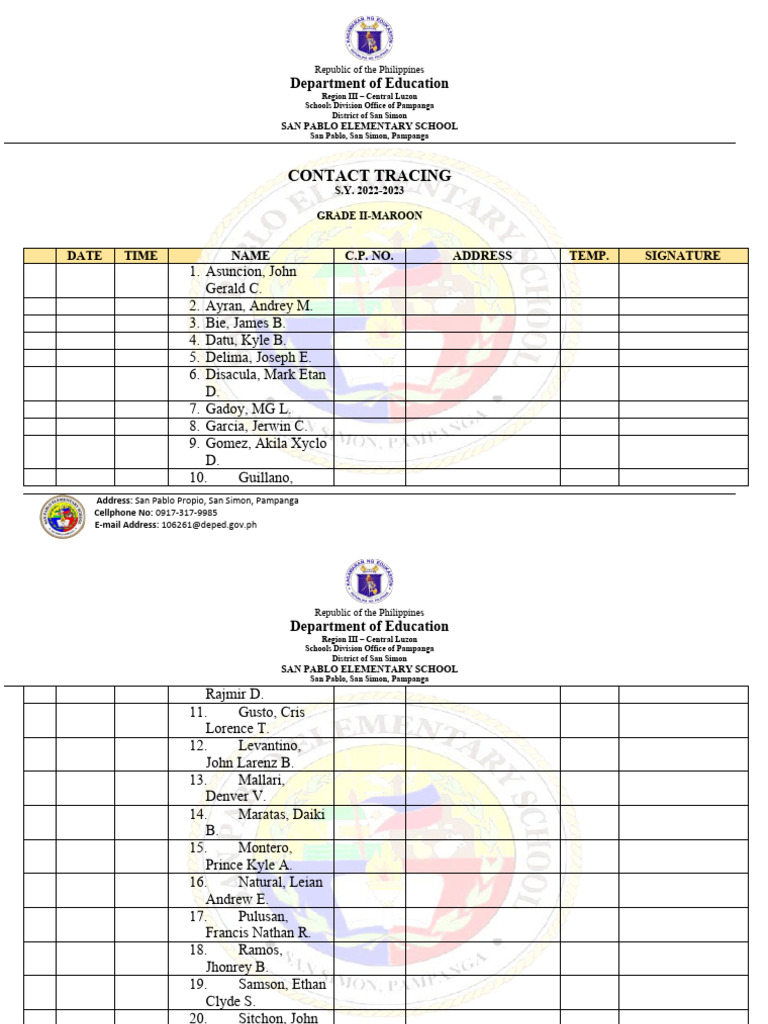 Contact Tracing 2 Maroon | PDF | Philippines