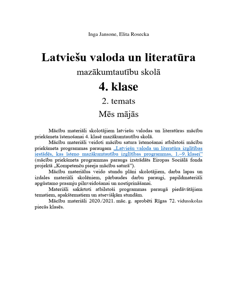 Materials-4.klasei 2.temats - GALA | PDF