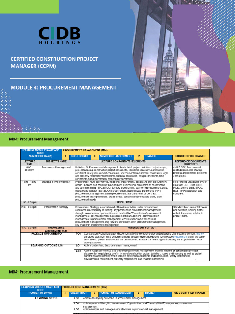 Note Slides - (CCPM) - Module 4 - Procurement Management | PDF | Procurement | Project Management