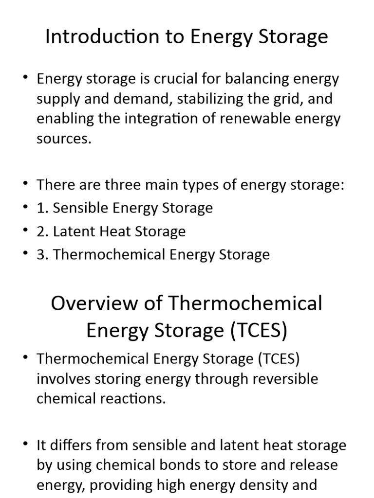 Thermochemical Energy Storage Presentation | PDF | Energy Storage ...