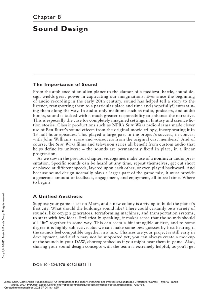 Game Audio Fundamentals An Introduction To The The... - (8 Sound Design) | PDF | Sound