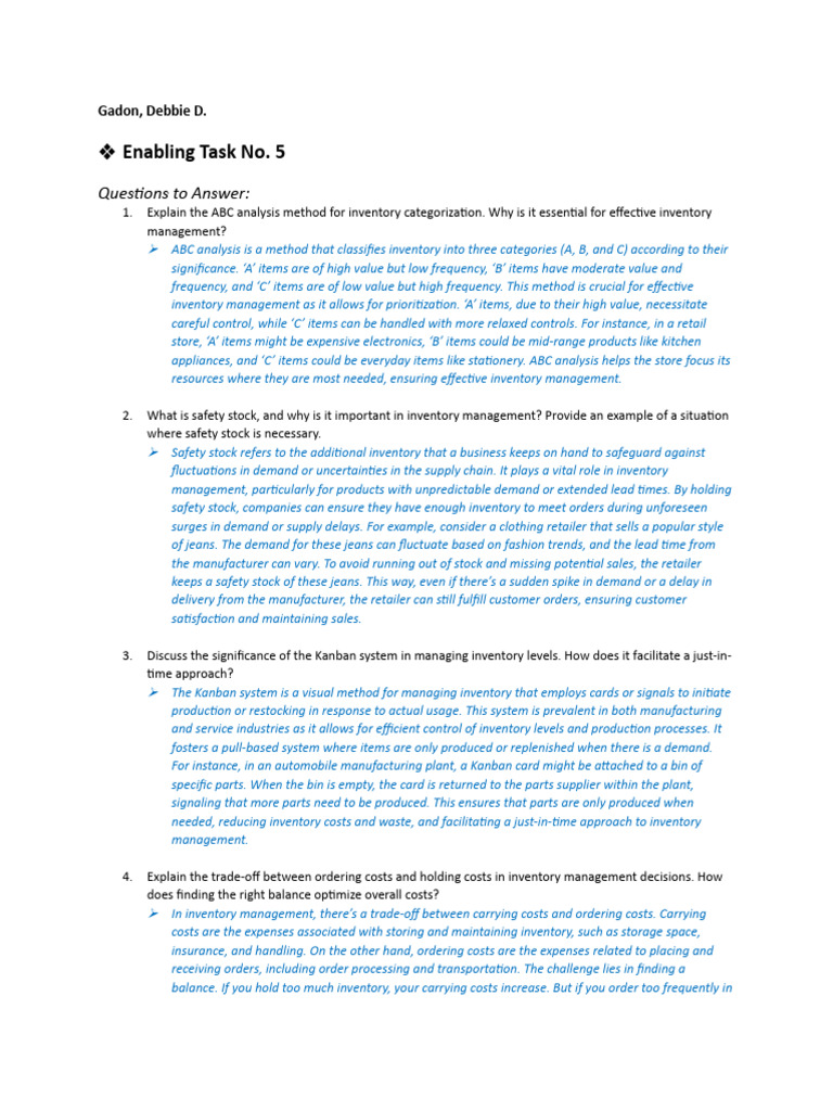 MBA602-POM Assignment - Enabling Tasks 5 To 9 | PDF | Six Sigma | Supply Chain
