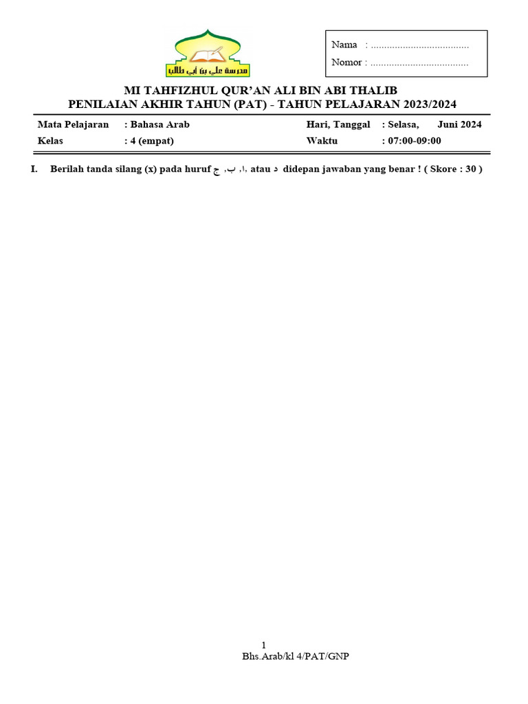EDIT Soal PAT4 Arab | PDF