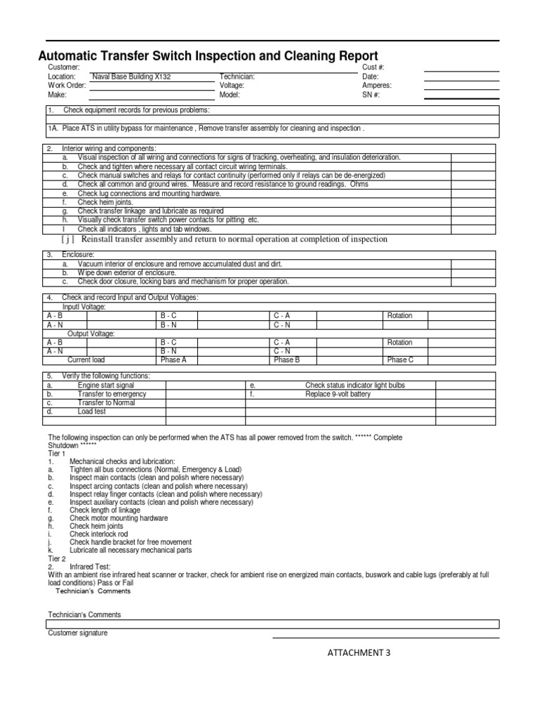 ATS and UPS Maintenance Checklists Attachments 3 - 4 | PDF | Relay | Switch