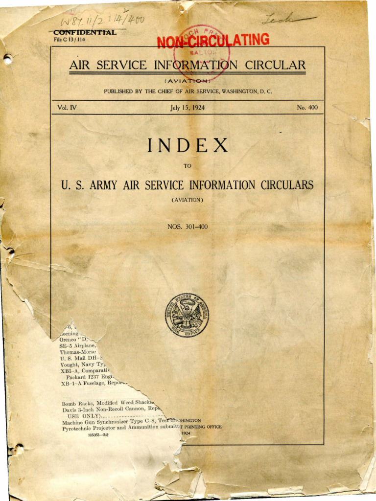 Index of U.S. Army Air Service Circulars | PDF | Engines | Airplane