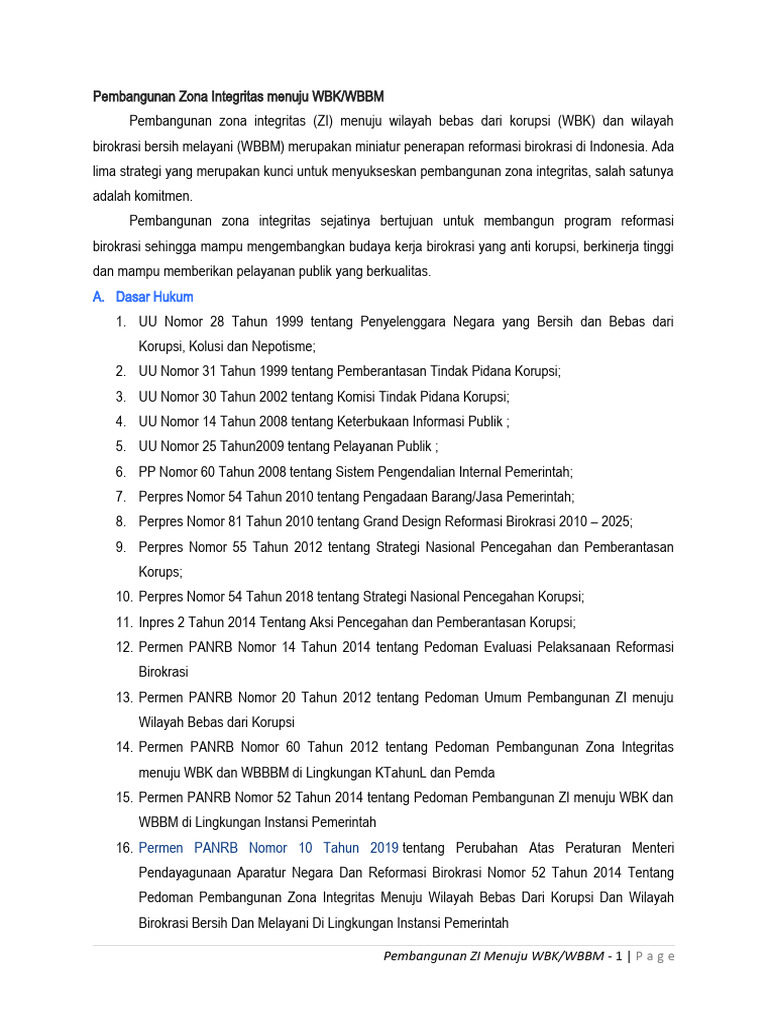 Pembangunan Zona Integritas Menuju Wbk Pdf 