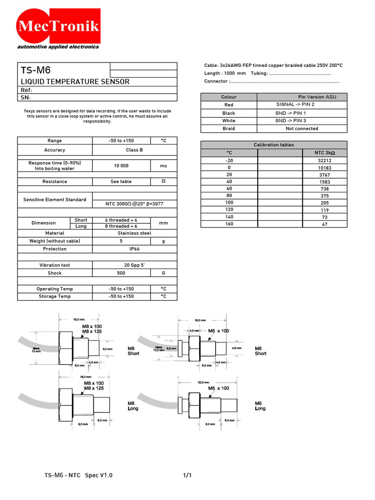 Mectronik Temperature Sensor Datasheet | PDF | Electrical Engineering ...
