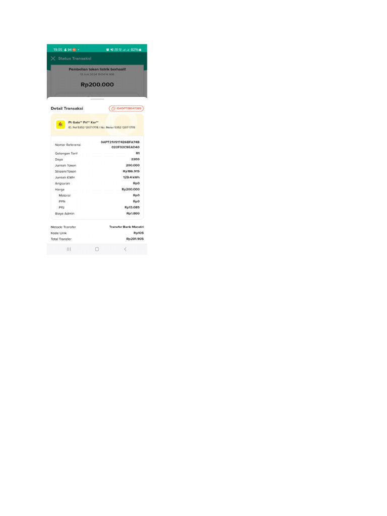 Token Operasional Mess 13 Juni | PDF