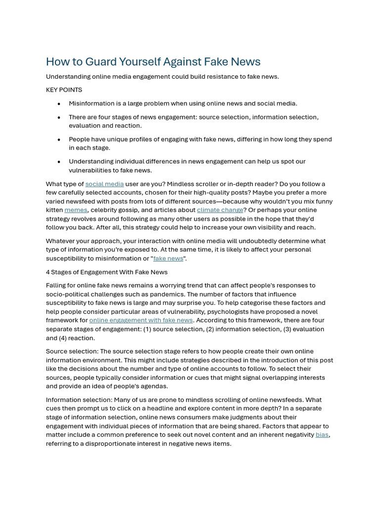 How To Guard Yourself Against Fake News | PDF | Social Media | Popular ...