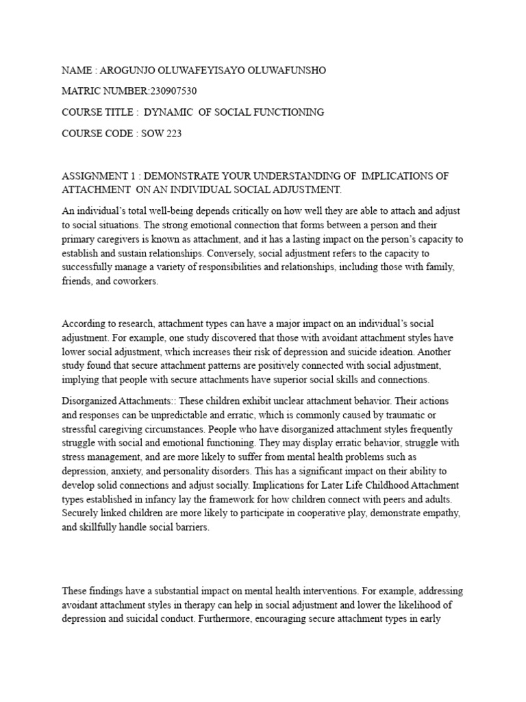 Dynamics of social functioning assignment | PDF | Attachment Theory ... Dynamics of social functioning assignment | PDF | Attachment Theory ...
