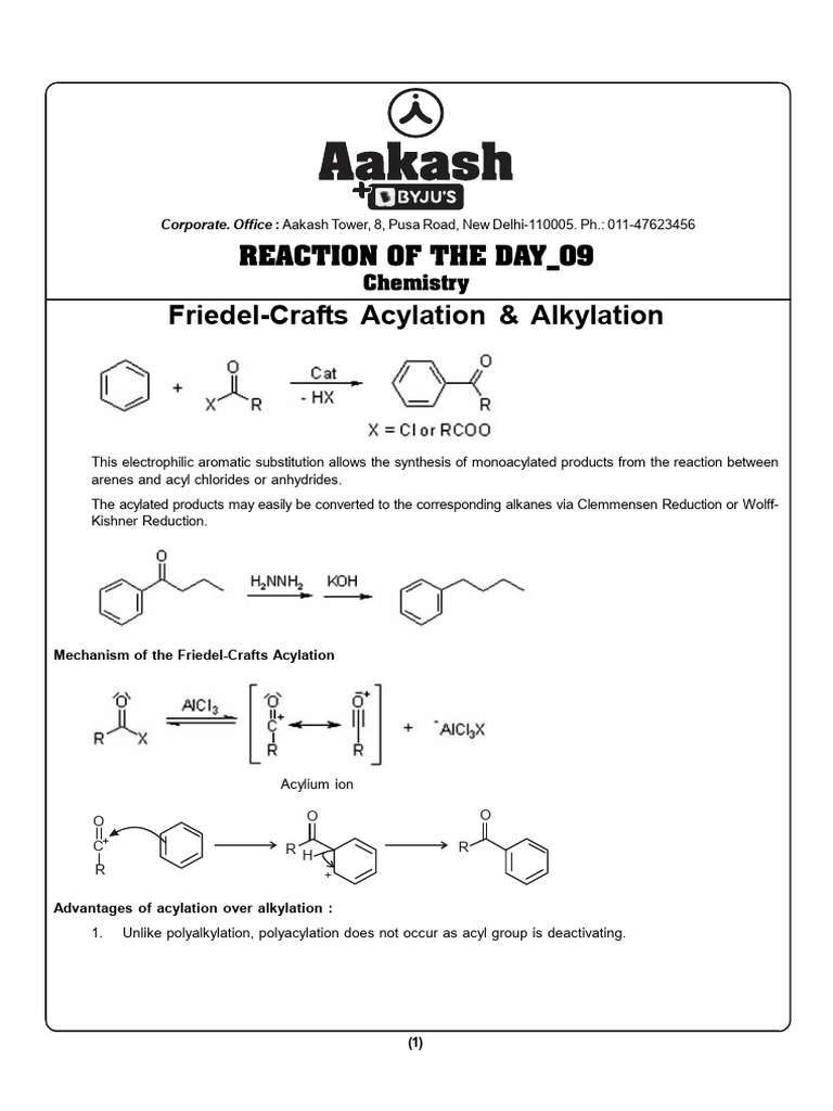 9 - Friedel-Crafts Acylation - Alkylation | PDF | Chemical Reactions ...