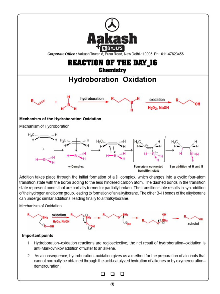 16 Hydroboration Oxidation | PDF | Chemical Compounds | Organic Chemistry