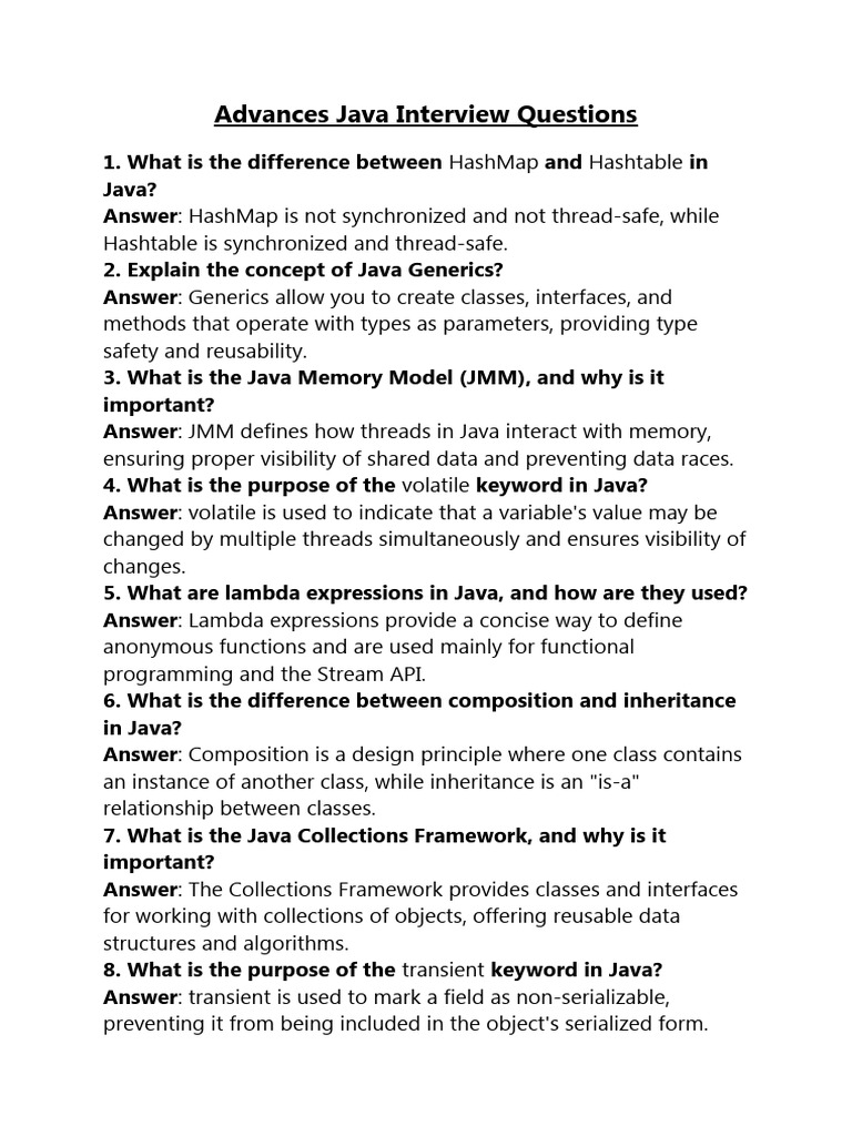 Advances Java Interview Questions | PDF | Method (Computer Programming ... Advances Java Interview Questions | PDF | Method (Computer Programming ...