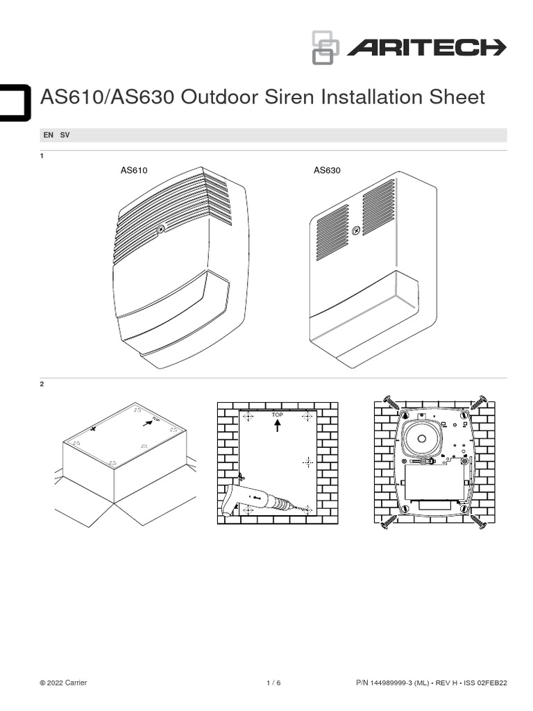 AS610-AS630 Outdoor Siren Installation Sheet | PDF | Power Supply ...