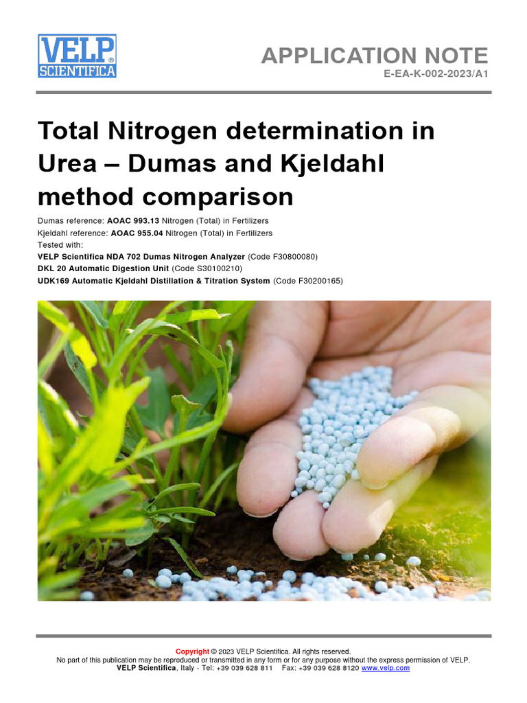 Total Nitrogen Determination in Urea - Dumas and Kjeldahl Method ...