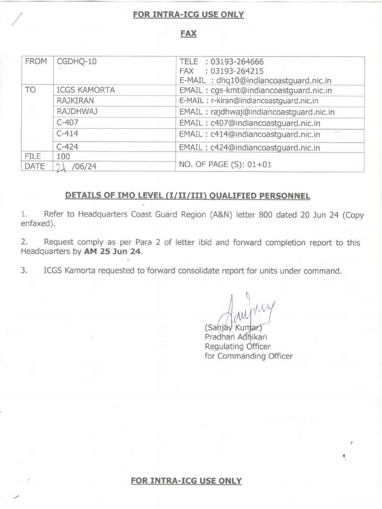 Details of IMO Level Qualified Personnel | PDF