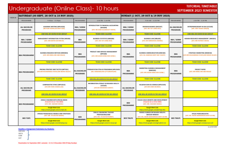 Odl Timetable Sept 23 V1 | PDF | Business Economics | Business