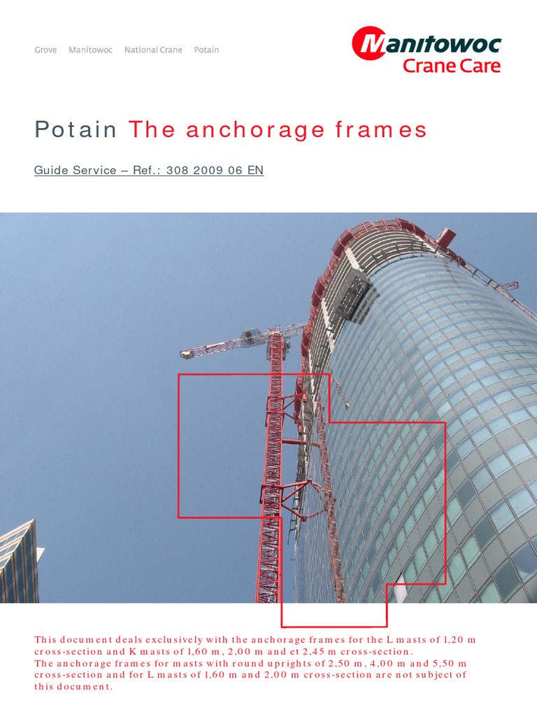 Anchorage frames Brochure - Potain Tower Cranes | Download Free PDF ...