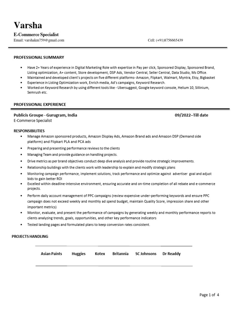 varsha cv | PDF | E Commerce | Digital Marketing
