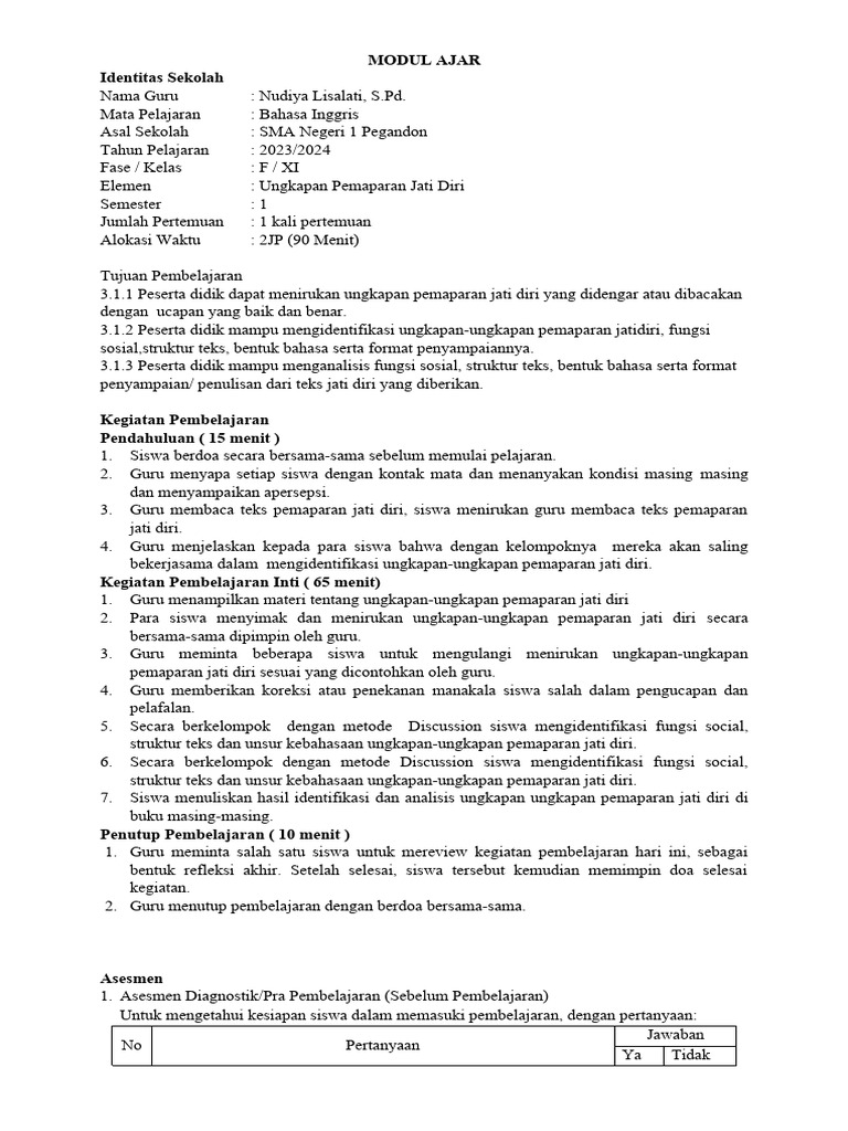 Modul Ajar b.ing Tindak Lanjut | PDF