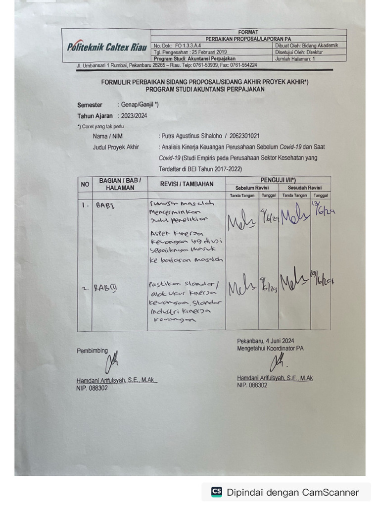 Form Revisi Penguji 2 | PDF