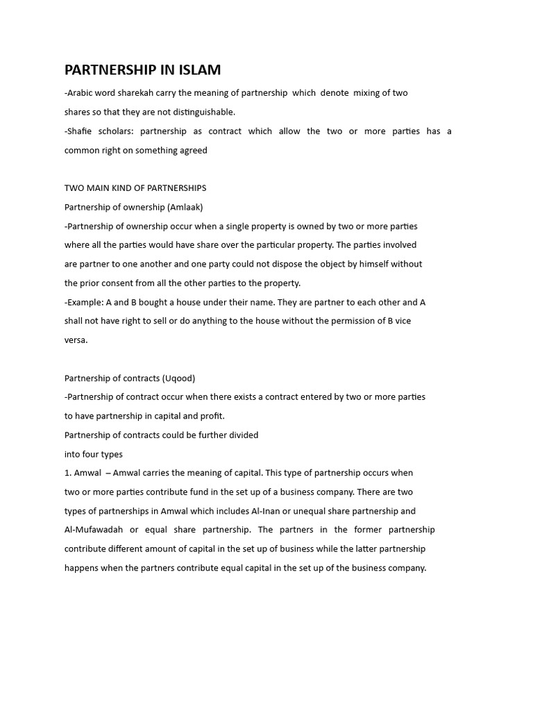 PDF-partnership in Islam | PDF | Partnership | Economies