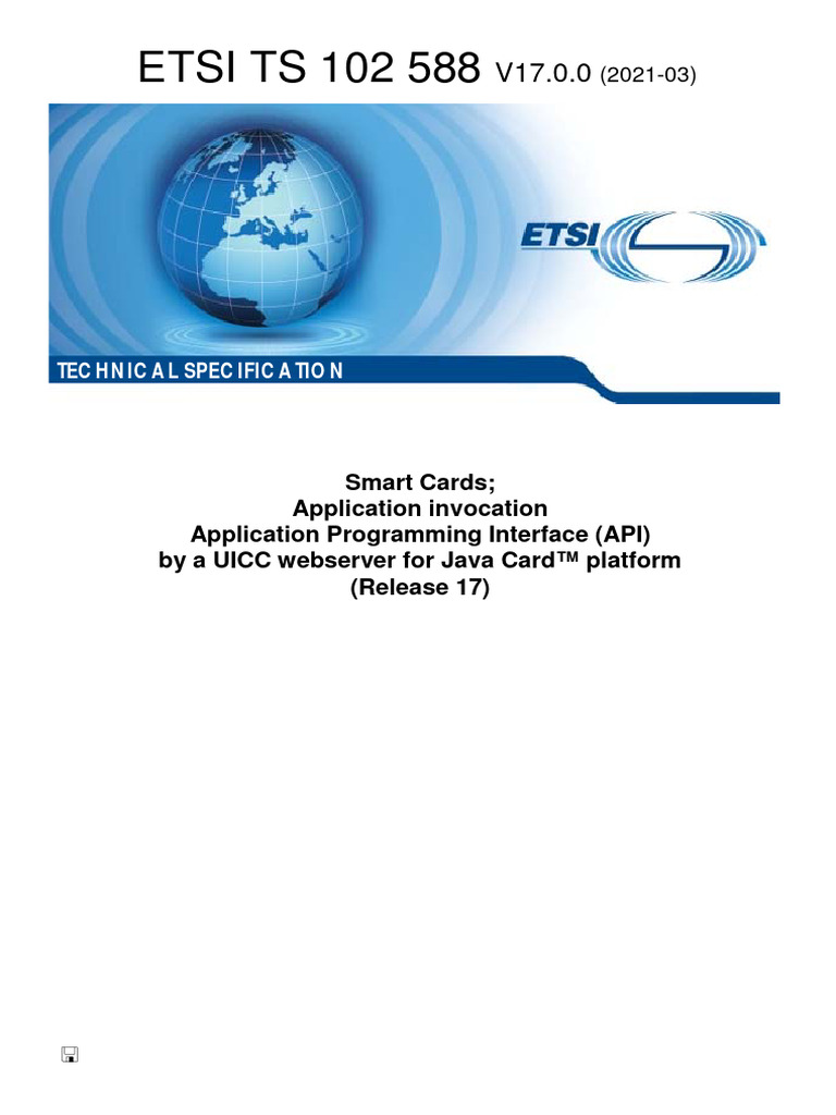 Application Invocation Application Programming Interface Api By A Uicc Webserver For Java Card