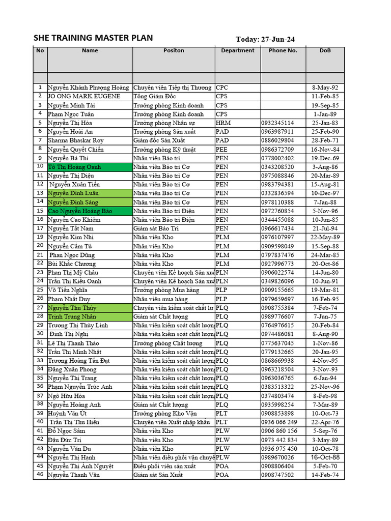 3. Training Master Plan - VNM | PDF