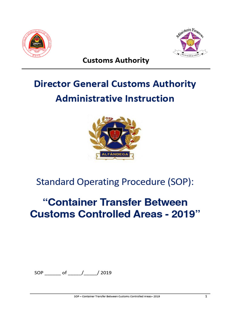 Standard Operation Procedure - Container Transfer Between Customs ...