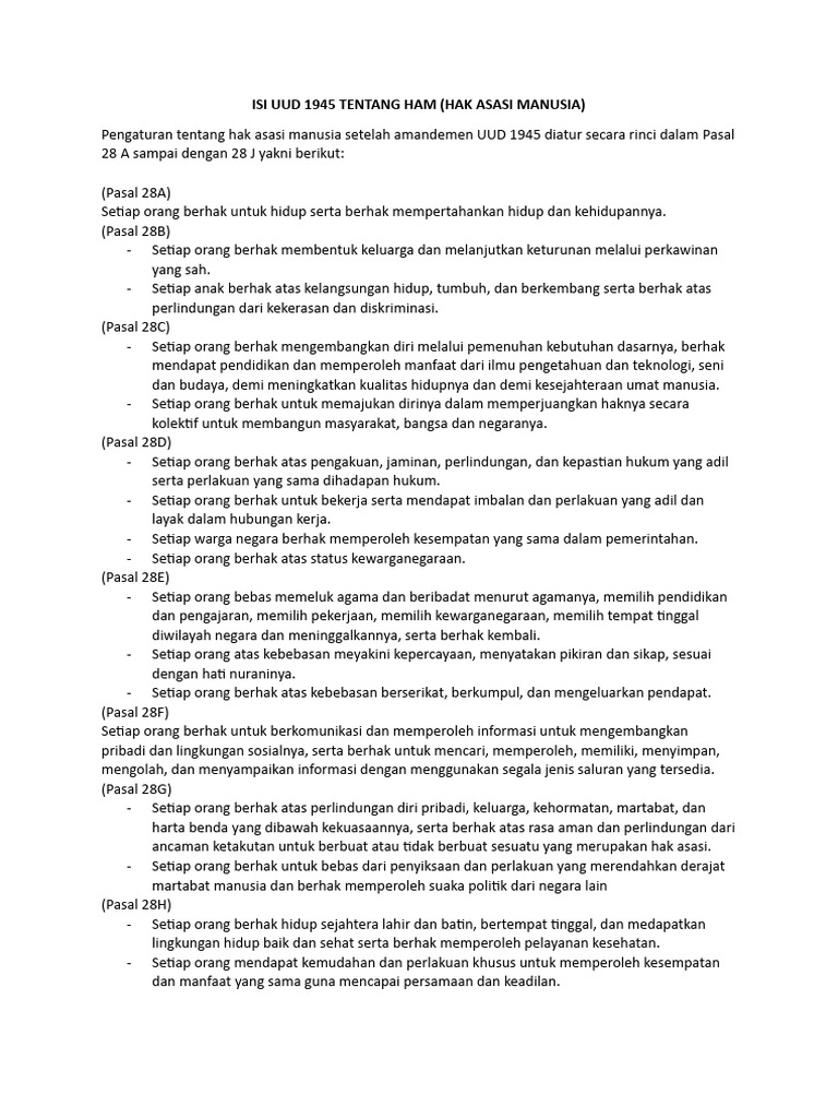 UUD 1945: Pengaturan HAM di Indonesia | PDF