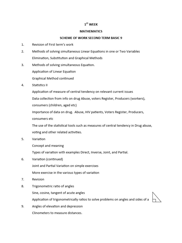 Basic 9 Mathematics E-Note | PDF | Trigonometric Functions | Equations