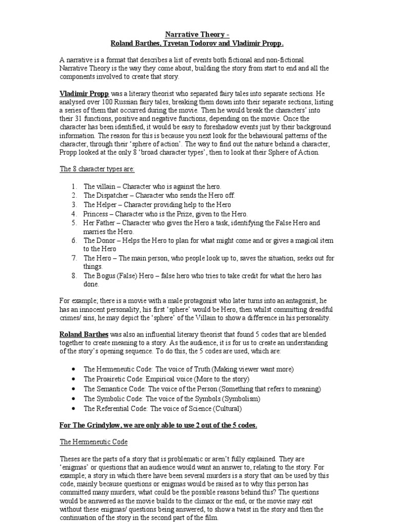 Narrative Theory | PDF | Hero | Narrative