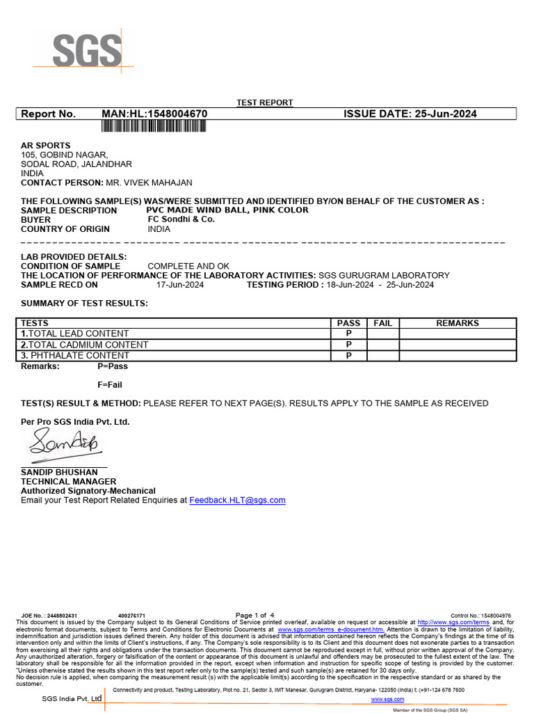 Sgs Report | Download Free PDF | Forgery