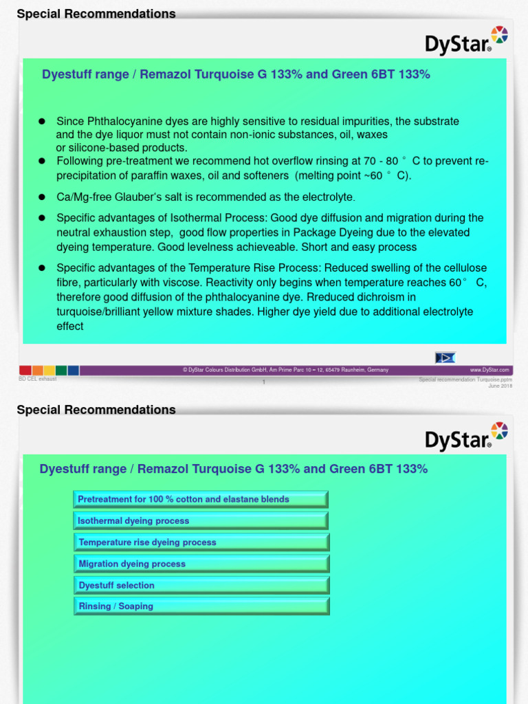 Turquoise Dyeing Process Guidelines | PDF | Dye | Sodium Carbonate