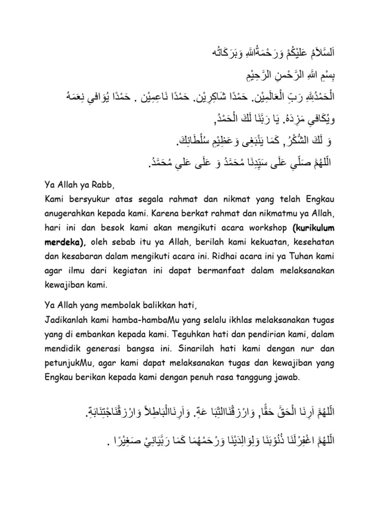 Doa Pembukaan Workshop 2023 | PDF