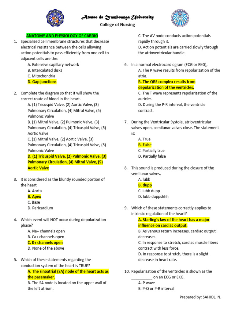 Cardio Nclex Practice Exam | PDF | Heart Valve | Heart
