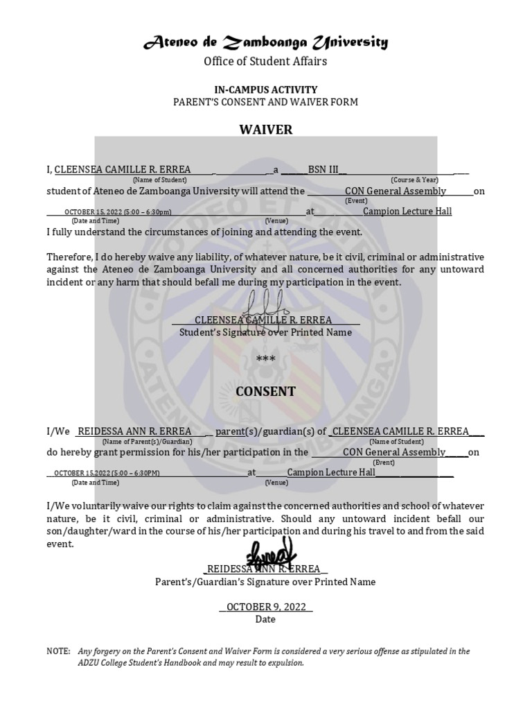 CONSENTWAIVER | PDF | Common Law | Justice