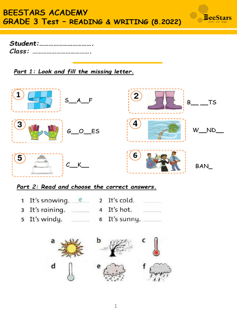 Grade 3 Test Reading Writing 08 2022 Pdf