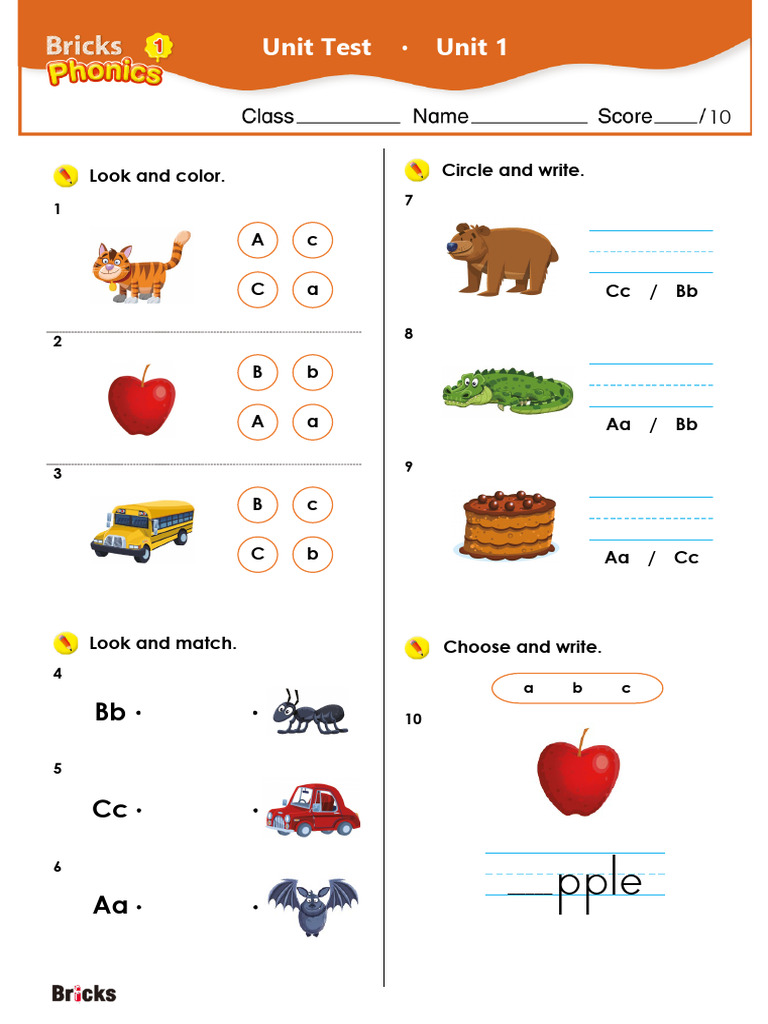 Bricks Phonics - L1 - Unit Test - 1 | PDF