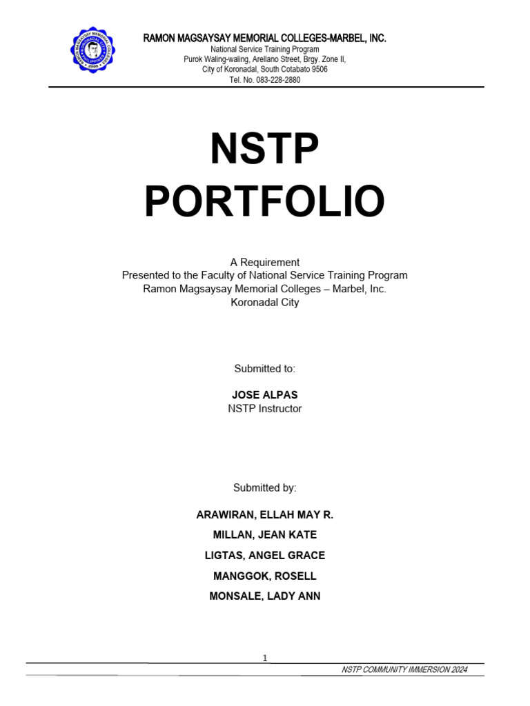 NSTP Porfolio Community Immersion 2024 013007 | PDF