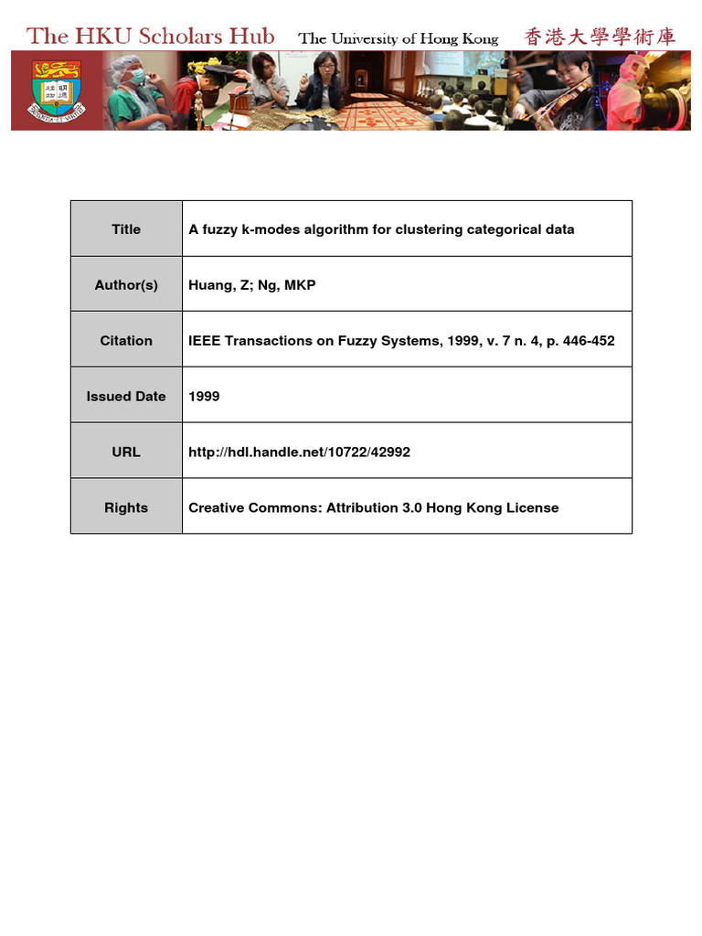 Fuzzy Clustering for Categorical Data | PDF | Cluster Analysis | Mathematical Optimization