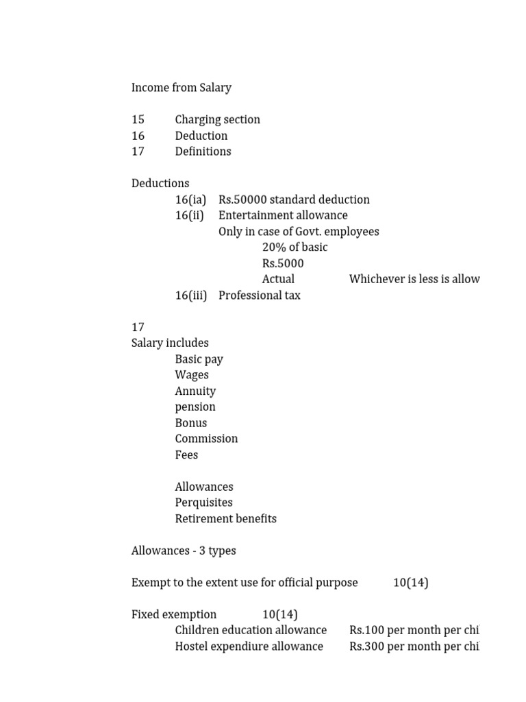 Salary Income Tax Deductions Explained | PDF | Employee Benefits | Salary
